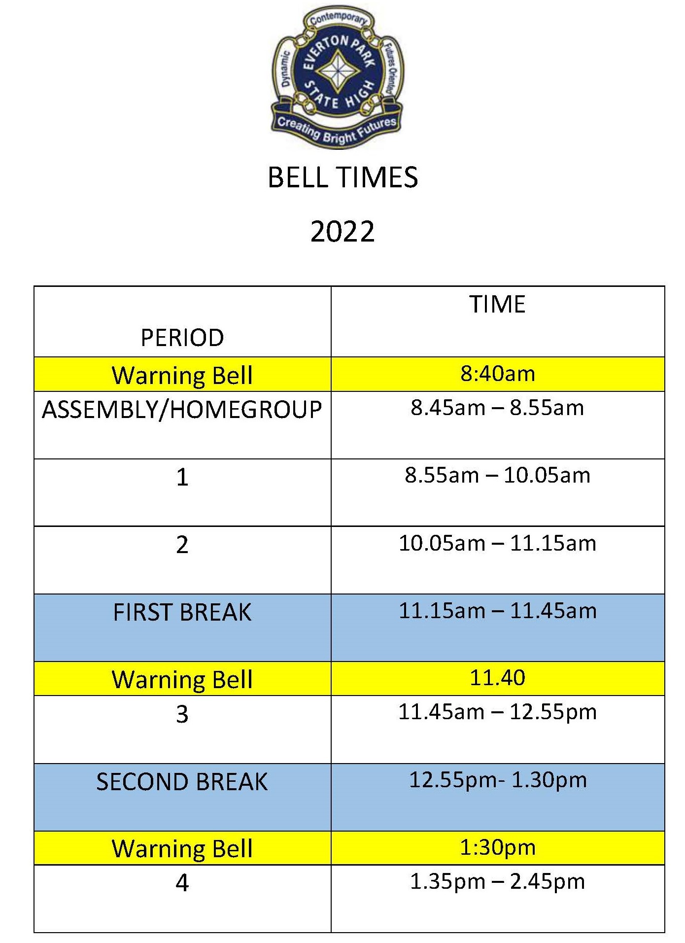 Bell Times